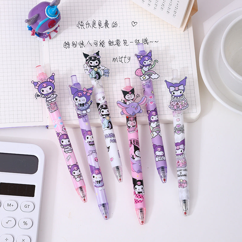 Kuromi Kawaii Gel Pen Set – Pack of 6 Cute Cartoon Writing Pens for Ki ...